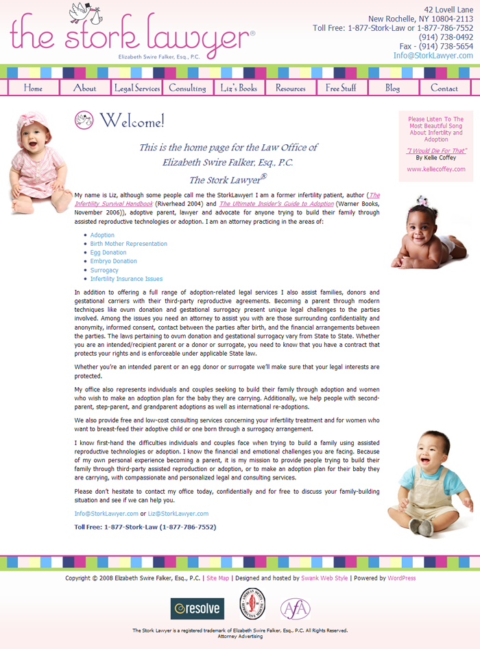 Website Design for The Stork Lawyer - Swank Web Design